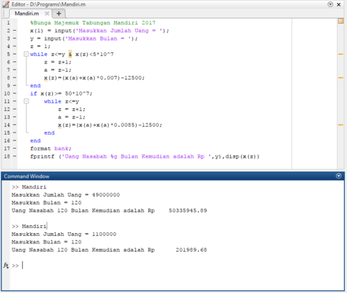 Perulangan while Pada MATLAB dan Contoh Programnya (Matlab) - Rangga Harsya