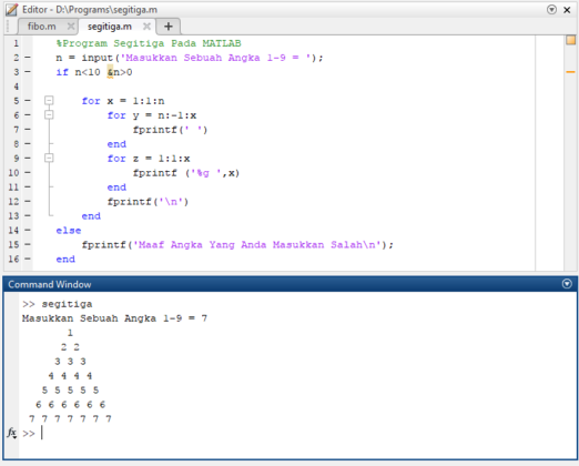 Fungsi for pada MATLAB dan Nested for pada MATLAB - Advernesia