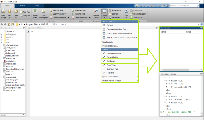 Penggunaan dan Fungsi Workspace pada MATLAB (Matlab) - Rangga Harsya