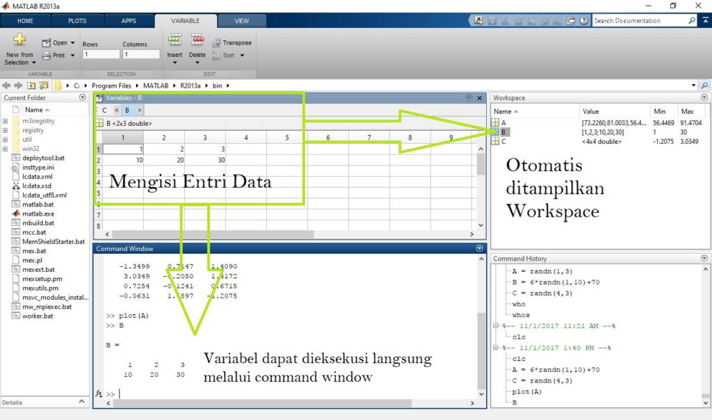 Penggunaan dan Fungsi Workspace pada MATLAB (Matlab) - Rangga Harsya