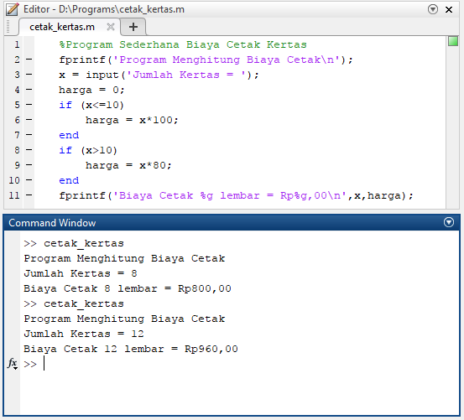 Fungsi If-end If-else-end if-elseif-else-end pada MATLAB - Advernesia