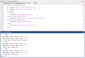 Fungsi If-end If-else-end if-elseif-else-end pada MATLAB - Advernesia