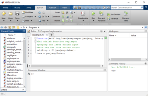 Cara Membuat Function pada MATLAB dan Contoh Programnya