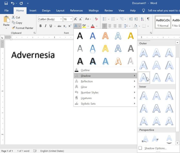 Text Effect and Typography | Membuat Efek Tulisan di Word - Advernesia
