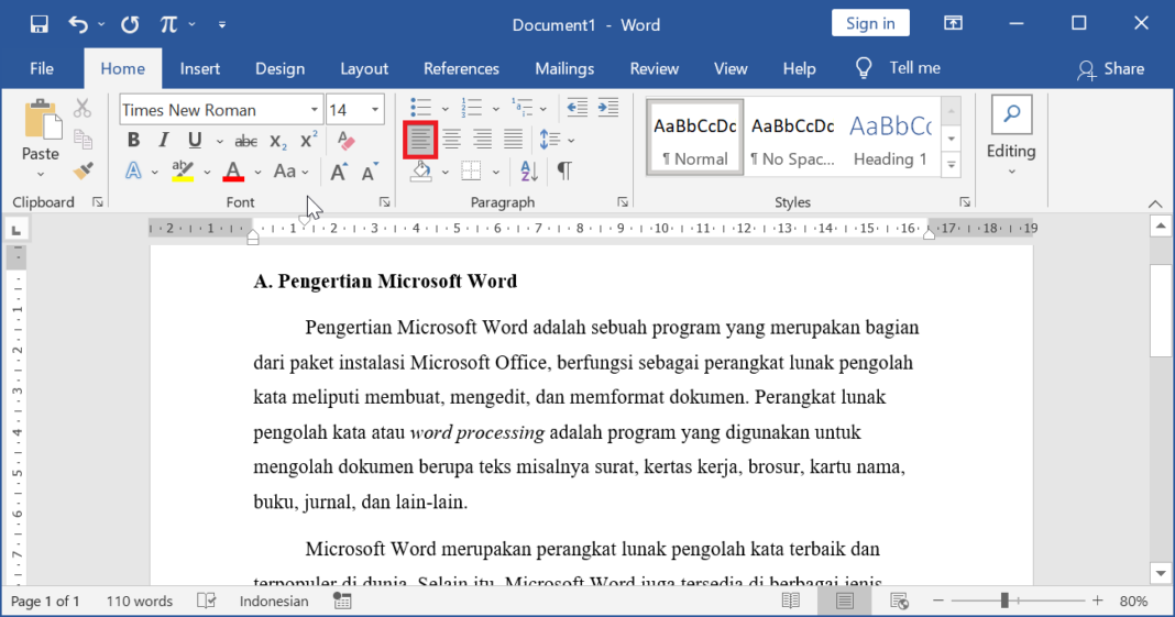 Alignment | Perataan Paragraf Align Left, Center, Right, & Justify di Word