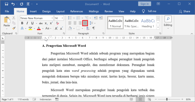Alignment | Perataan Paragraf Align Left, Center, Right, & Justify di Word
